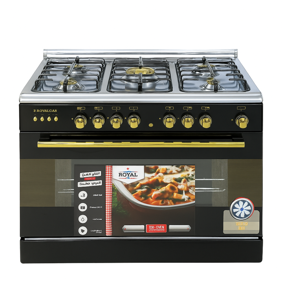 طباخ رويال كاز المصري حجم 90×60 ملكي اسود Royal Gas Egyptian Cooker, 9 ...